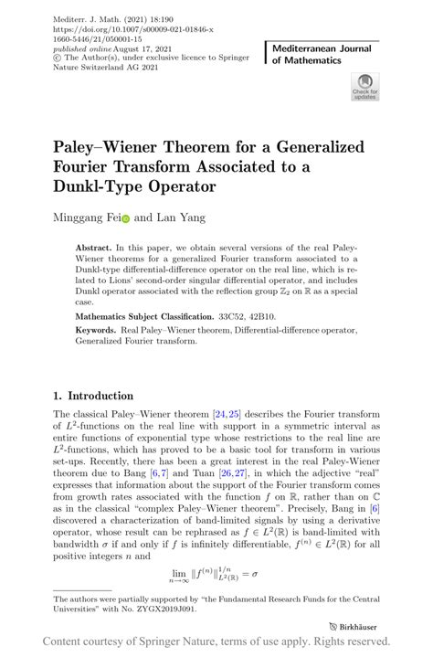 Paleywiener Theorem For A Generalized Fourier Transform Associated To
