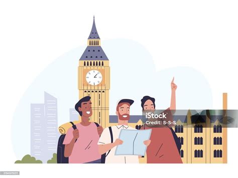 관광객들은 길을 묻습니다 관광 배낭 현지인에게 방향을 묻고 여행 문제 가이드는 개별 방법 국가 관광 잃어버린 사람들 대화지도 도움말 벡터 일러스트 레이 션 가리키기에 대한