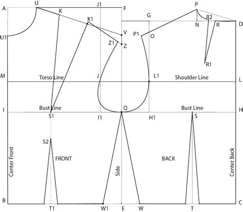 Instructions To Make Basic Bodice Block With Darts Etsy