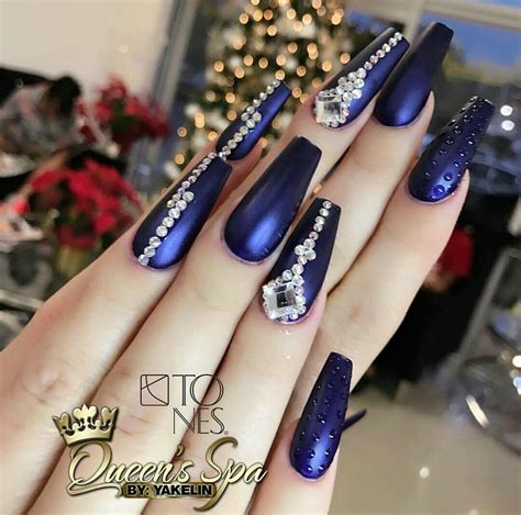 Diseños De Uñas Acrilicas Color Azul Marino