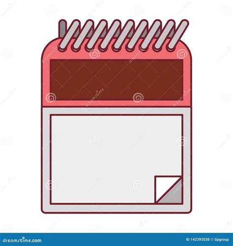 Colorful Graphic Of Notepad With Spiral With Dark Red Line Contour
