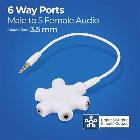 Jual Audio Splitter Aux 6 Port Female 1 Input 5 Output Jack 3 5mm Earphone Jakarta Barat