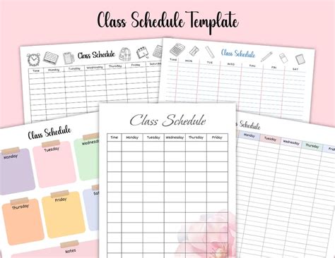 Class Schedule Templates 25 Free Pdf Printables