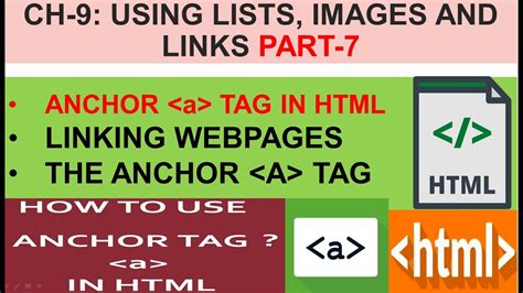 Icse Class 7 Ch 9 Html Programming Part 7 Linking Web Pages Using Anchor Tag Youtube