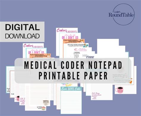 Medical Coder Instant Download Printable Stationery Notepad Etsy