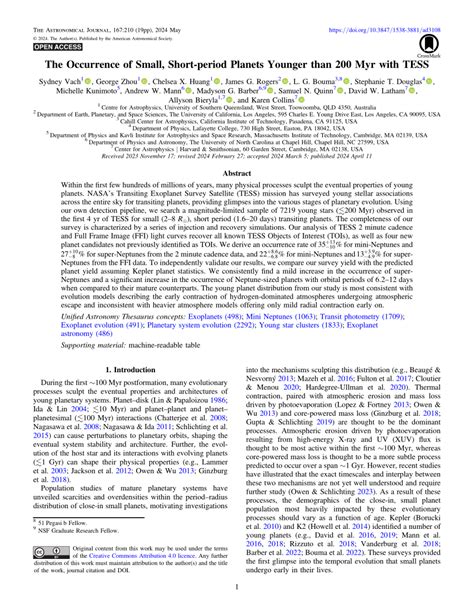 Pdf The Occurrence Of Small Short Period Planets Younger Than 200 Myr With Tess