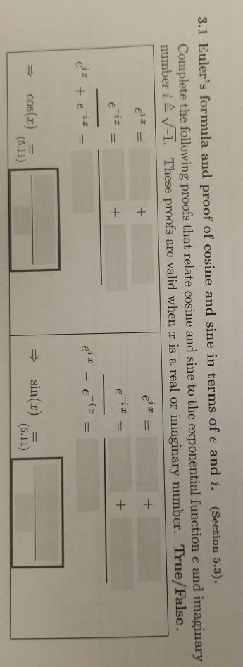 Solved 31 Eulers Formula And Proof Of Cosine And Sine In
