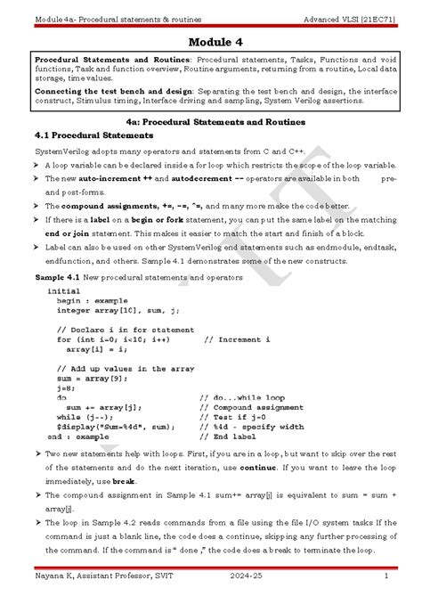 Vlsi Module 4 Module 4 A Procedural Statements And Routines Advanced Vlsi Module 4 Module 4 A Procedural Statements And Routines Advanced