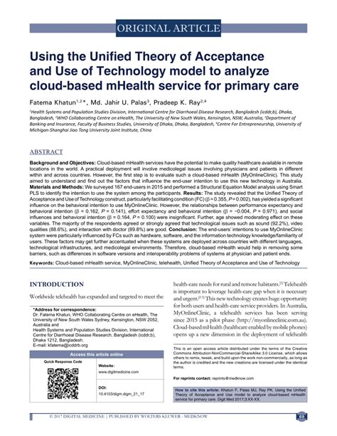 Pdf Using The Unified Theory Of Acceptance And Use Of Technology Model To Analyze Cloud‑based