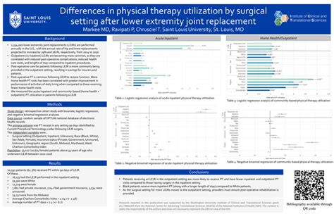 19 differences in physical therapy utilization by surgical setting