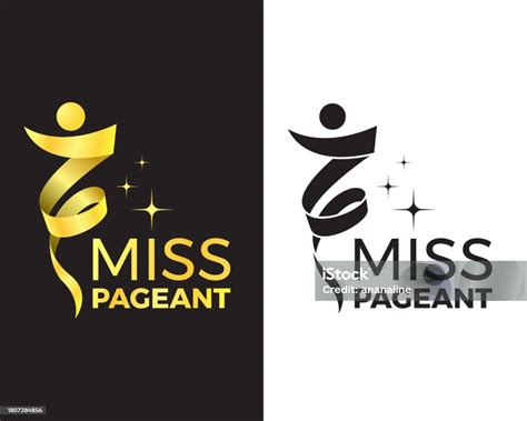 미인 대회 기호 블랙과 골드 톤 리본 롤과 웨이잉 여자 모델 모양과 별 벡터 디자인 주위 검은색에 대한 스톡 벡터 아트 및 기타 이미지 Istock