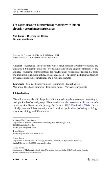 pdf on estimation in hierarchical models with block circular