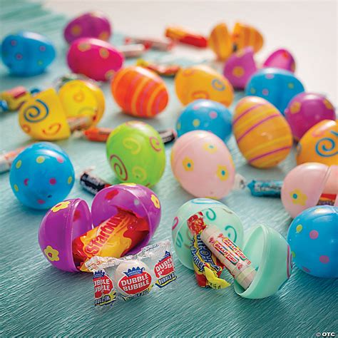 2 14 Pastel Printed Candy Filled Plastic Easter Eggs 24 Pc