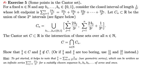 Solved Exercise Some Points In The Cantor Set NFor A Chegg