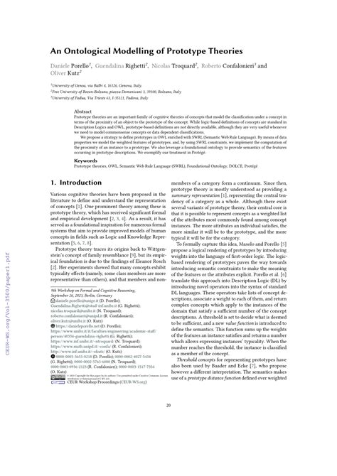 Pdf An Ontological Modelling Of Prototype Theories