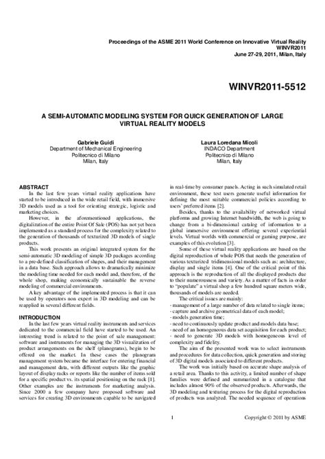 Pdf A Semi Automatic Modeling System For Quick Generation Of Large Virtual Reality Models