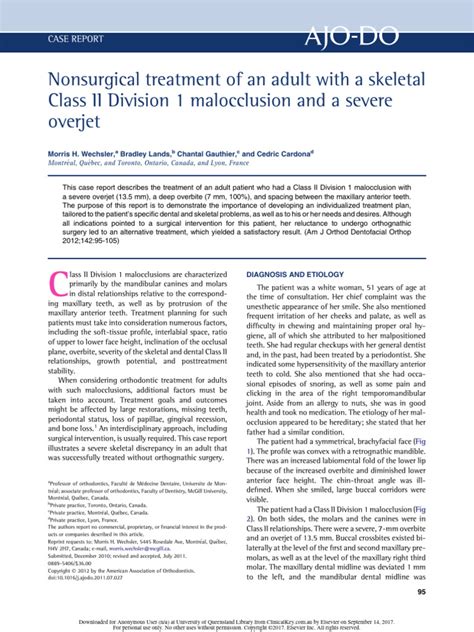 1 S2 0 S0889540612003526nonsurgical Treatment Of An Adult With A Skeletal Class Ii Division 1