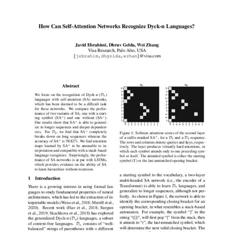 How Can Self Attention Networks Recognize Dyck N Languages Acl Anthology