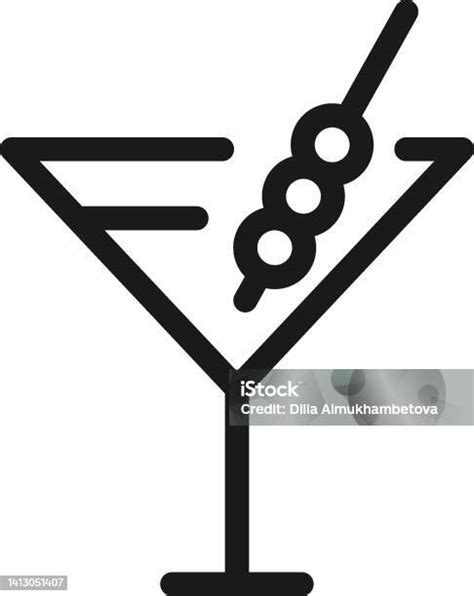 여름 칵테일 표지판 검은 선으로 플랫 스타일로 그려진 벡터 기호입니다 광고 웹 사이트 카페 및 레스토랑 메뉴에 적합합니다