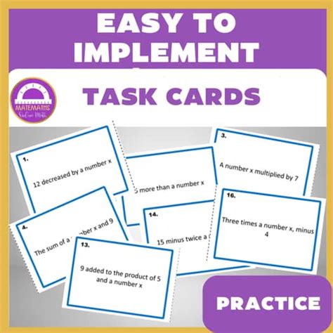 Writing Algebraic Expressions Activity Self Checking Digital And Worksheets