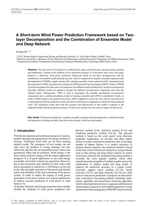 Pdf A Short Term Wind Power Prediction Framework Based On Two Layer Decomposition And The