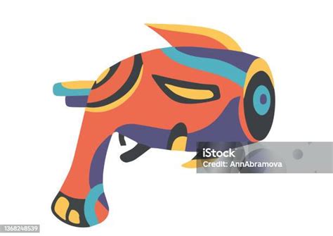 블래스터 플랫 아이콘 흰색 배경에 레이저 블래스터 총 아이콘 미래 우주 무기 우주 육군 레이건 장비 가상 현실 촬영 장치 벡터 일러스트레이션 개념에 대한 스톡 벡터 아트 및