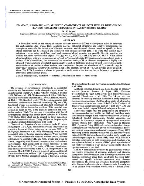 Pdf Diamond Aromatic Aliphatic Components Of Interstellar Dust