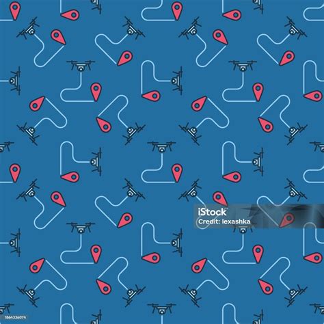 Drone Path Planning Vector Quadcopter Colored Seamless Pattern Stock Illustration Download