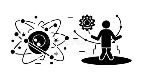 Person With Gears And Atoms Scientific Innovation And Progress Vector Design Generative Ai