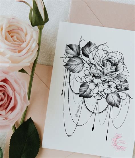 Rose Tattoo Design For Women Instant Download Printable Etsy