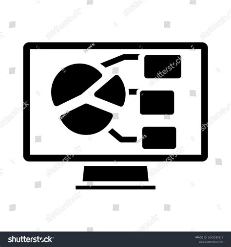 Monitor Analytics Diagram Icon Black Stencil Stock Vector Royalty Free