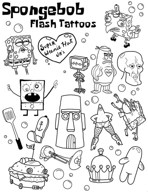 Spongebob Flash Tattoos Cartoon Tattoos Spongebob Flash Tattoo Designs