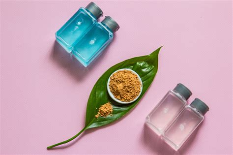 스파 화장품 세트 뷰티 블로거 개념입니다 텍스트의 카피스페이스입니다 맨 위 보기 분홍색 배경에 평평하게 0명에 대한 스톡 사진 및 기타 이미지 Istock