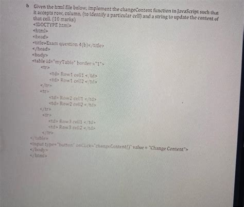 solved b given the htmi flle below implement the