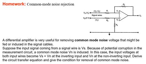Solved Common Mode Noise Rejection A Differential Amplifier
