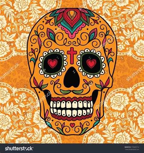 Mexican Sugar Skull On Lace Background Stock Vector Royalty Free Shutterstock