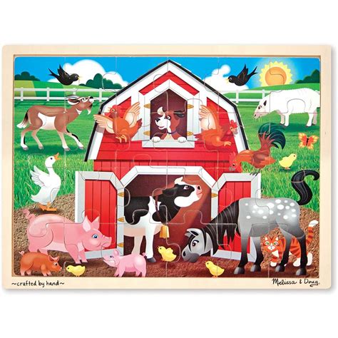 Melissa And Doug Barnyard Buddies Wooden Jigsaw Puzzle 24 Pieces