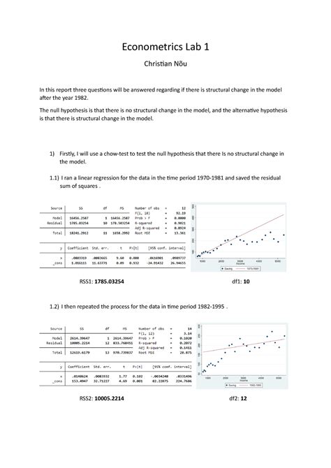 Econometrics Lab 1 The Null Hypothesis Is That There Is No Structural