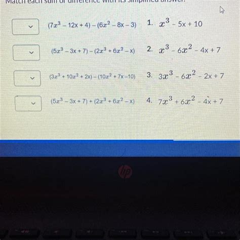 FREE Match Each Sum Or Difference With Its Simplified Answer Brainly Com