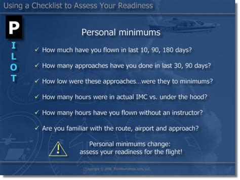 Ifr Personal Minimums Based On Ifr Hours And Experience