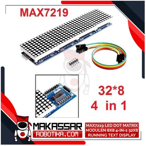 Jual MAX7219 LED DOT MATRIX MODULEN 8X8 4 IN 1 32X8 RUNNING TEXT DISPLAY Shopee Indonesia