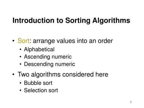 Ppt Introduction To Sorting Algorithms Powerpoint Presentation Free