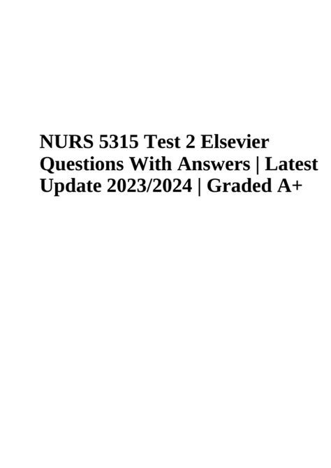 Nurs 5315 Pathophysiology Test Elsevier Questions With Answers