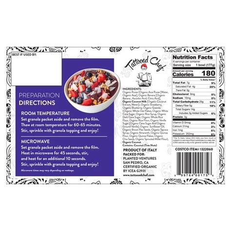 Tattooed Chef Organic Acai Bowls 6 Count Same Day Delivery Costco