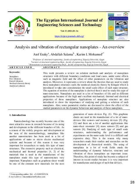 Pdf Analysis And Vibration Of Rectangular Nanoplates An Overview
