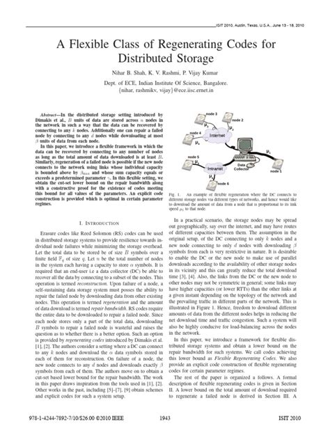 A Flexible Class Of Regenerating Codes For Distributed Storage Shah Rashmi Kumar 2010