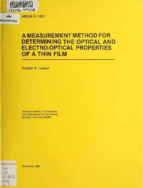 Pdf A Measurement Method For Determining The Optical And Electro