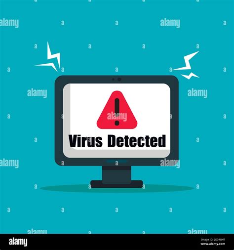 Computer Virus Warning Red Sign Vector Illustration On A Blue Background Stock Vector Image