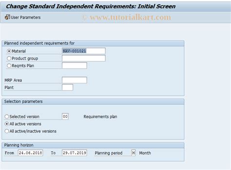 MD65 SAP Tcode Change Standard Independent Requirements