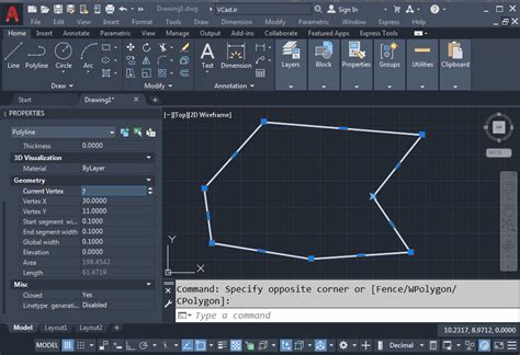 تغییر مختصات ورتکس های پلی لاین در اتوکد آموزش سریع و ساده اتوکد